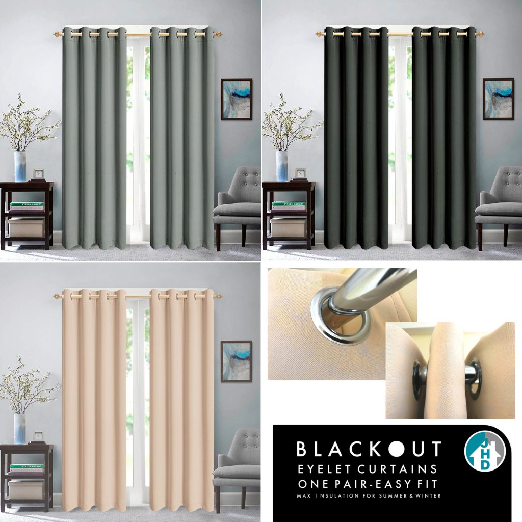 Ready Made Blackout Eyelet Curtains - Jupiter Home Decor - Blind ...